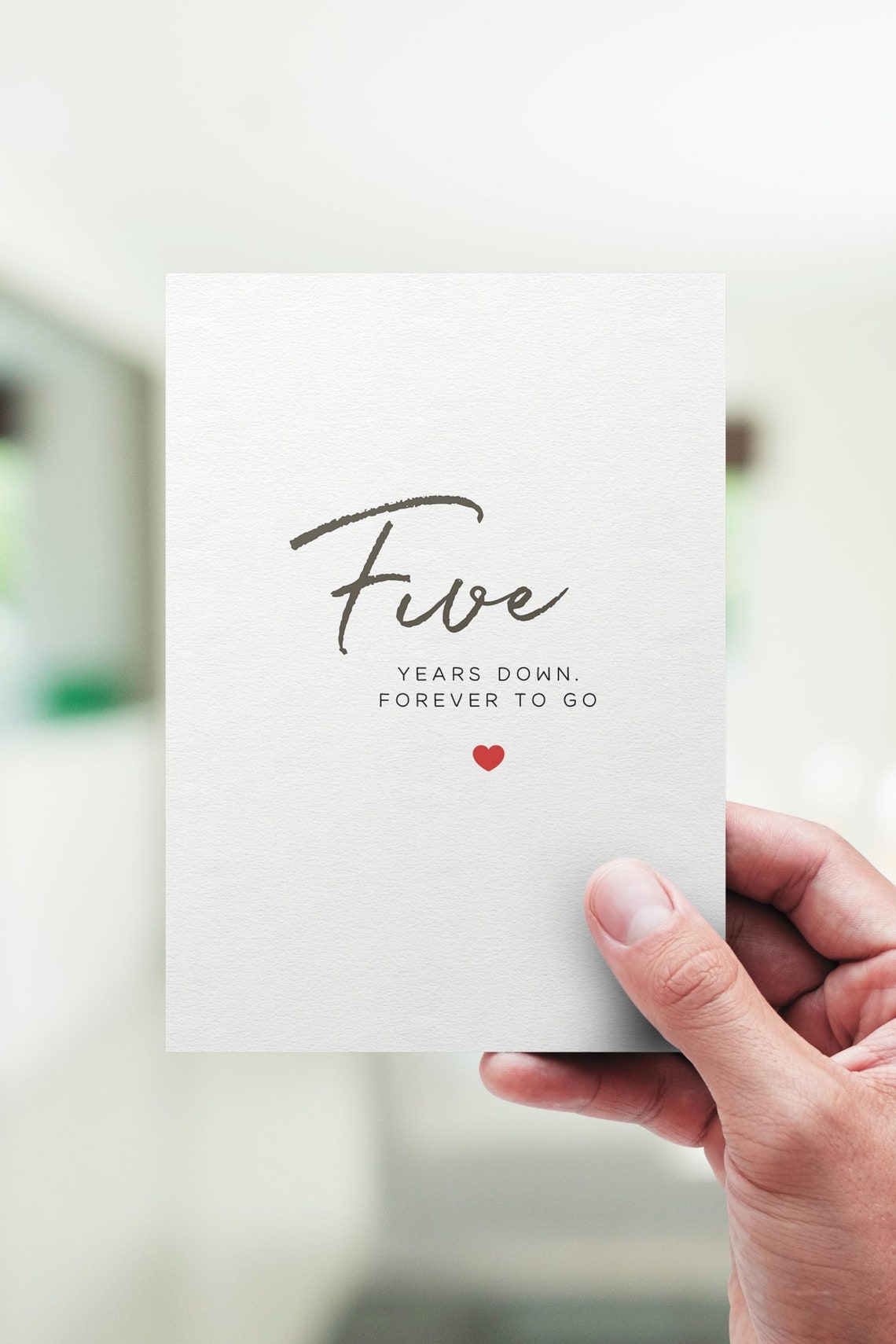 5th Anniversary Card, Happy Fifth Anniversary Card, 5 Year Anniversary ...