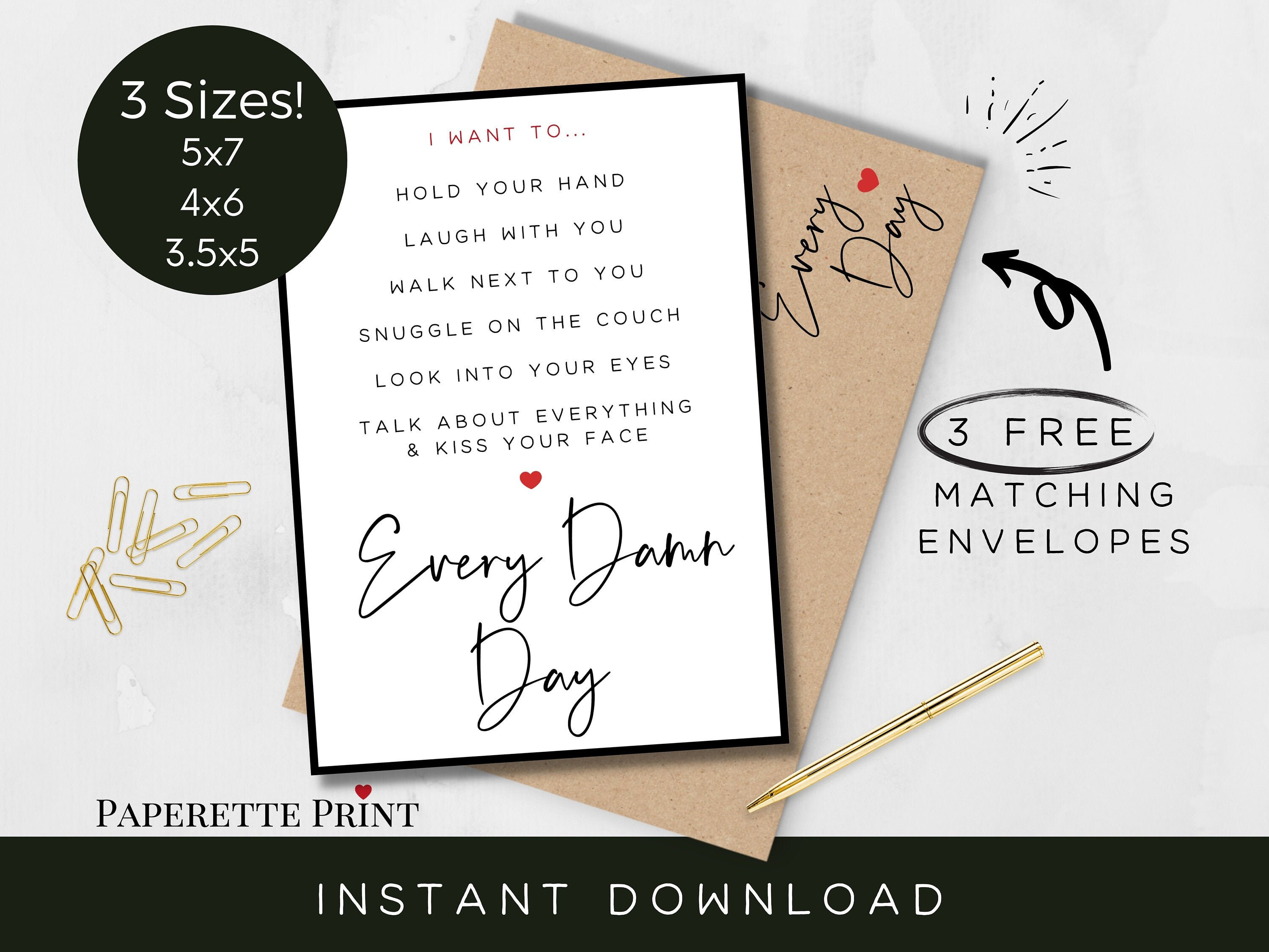 Printable Love Card, Paper Anniversary Gift for Him/her, Long Distance ...