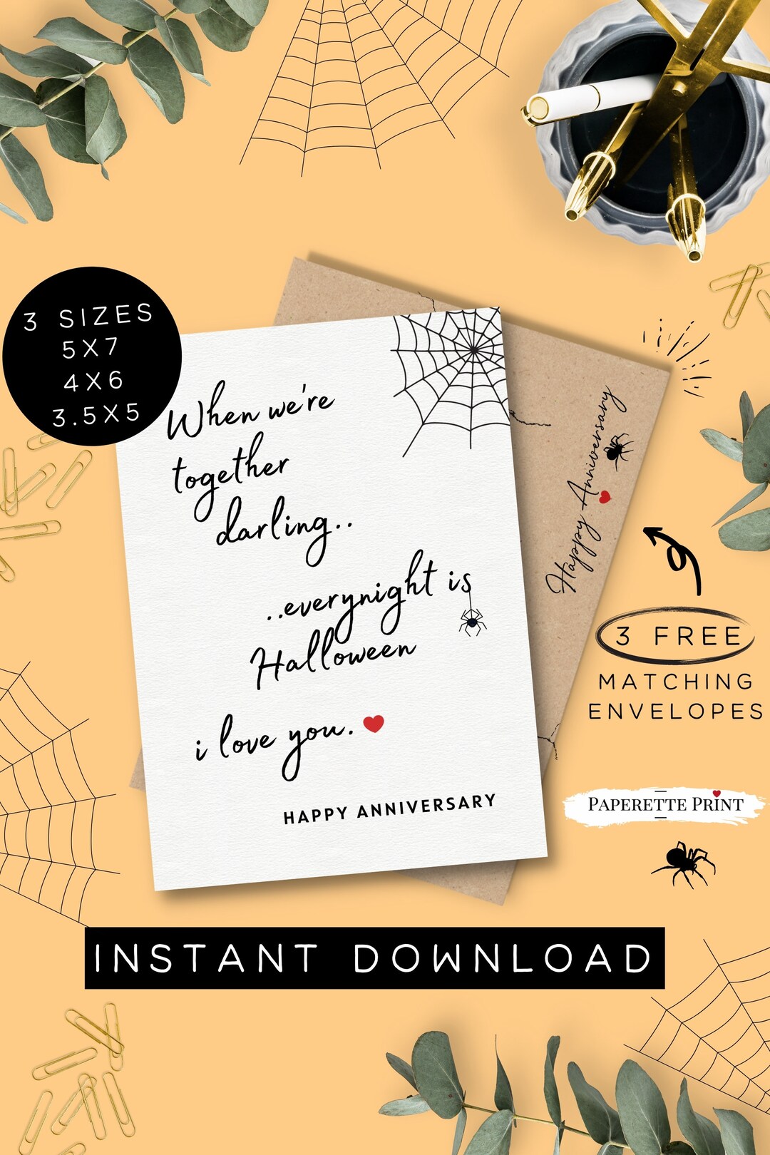 Halloween Anniversary Card, Anniversary Card Printable, Halloween Card ...