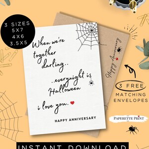 Halloween Anniversary Card, Anniversary Card Printable, Halloween Card ...
