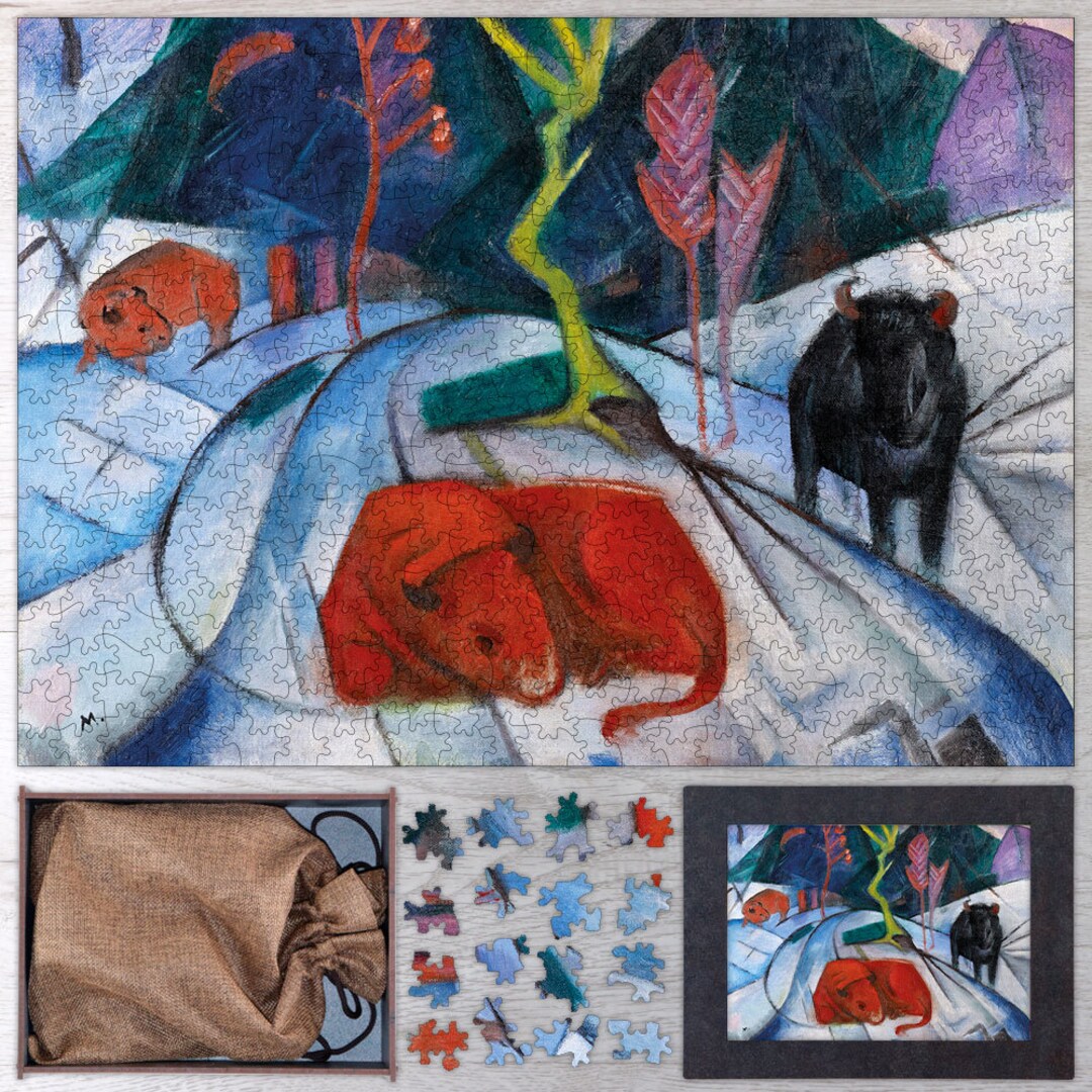 A Bison in Winter (the Red Bison) Wooden Jigsaw Puzzle by Franz Marc ...