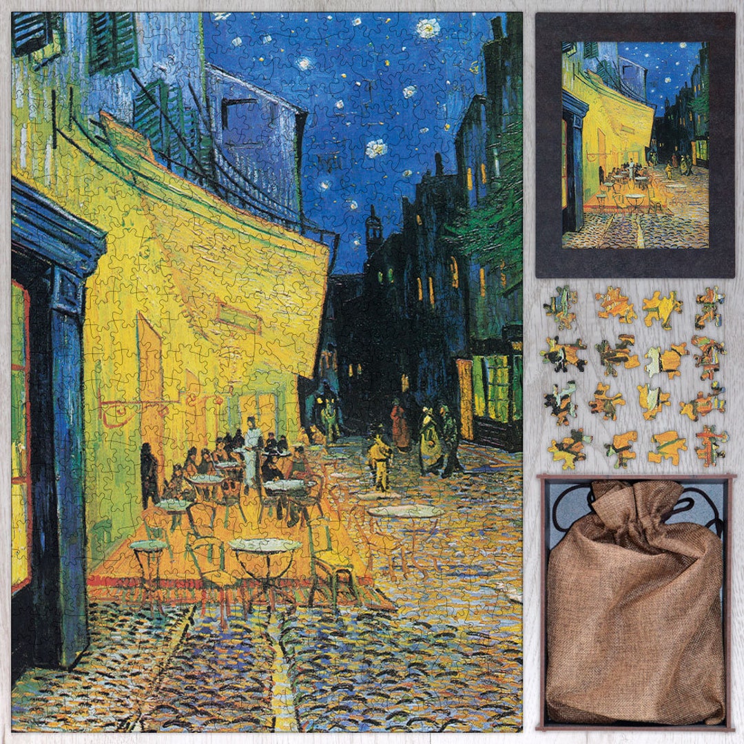 Café Terrace at Night Wooden Jigsaw Puzzle by Vincent Van Gogh. Wooden ...