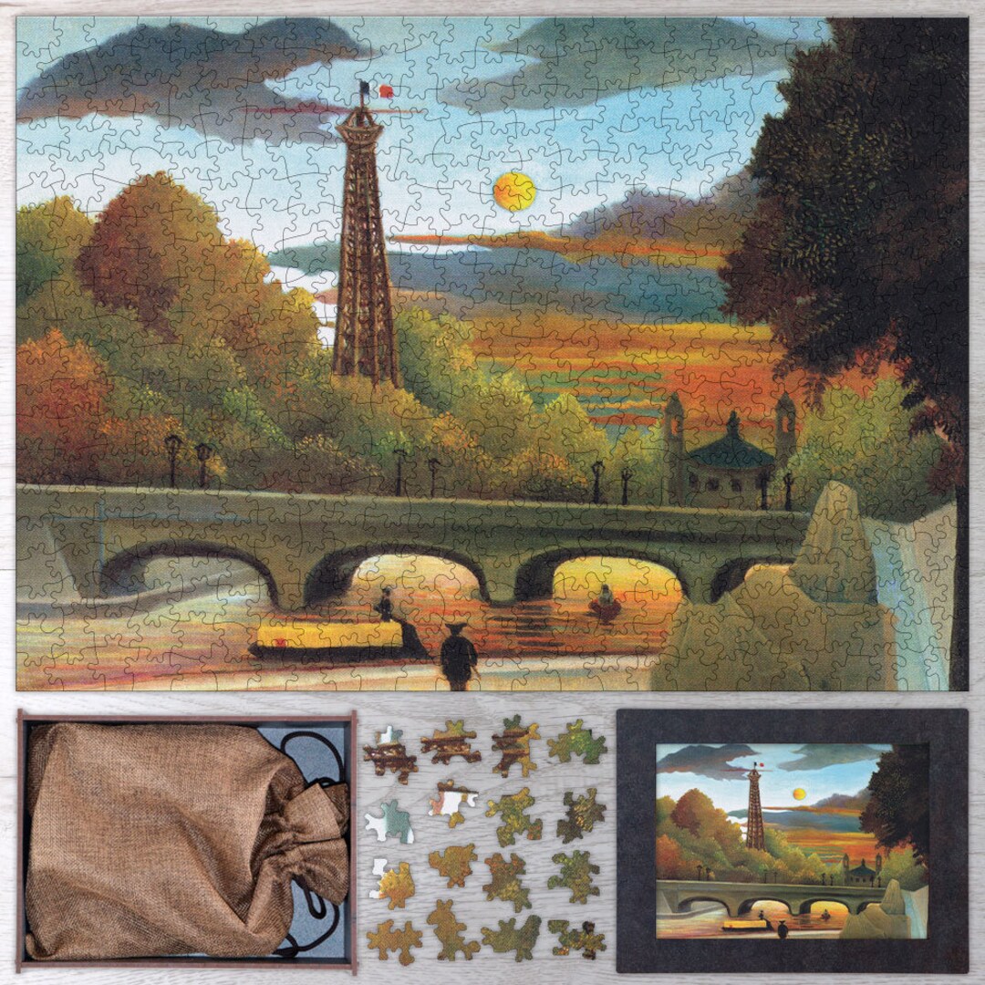The Seine and the Eiffel Tower in the Sunset Wooden Puzzle by Henri ...