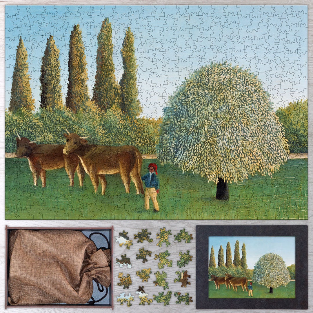 Meadowland Wooden Jigsaw Puzzle by Henri Rousseau. Wooden Art Jigsaw ...