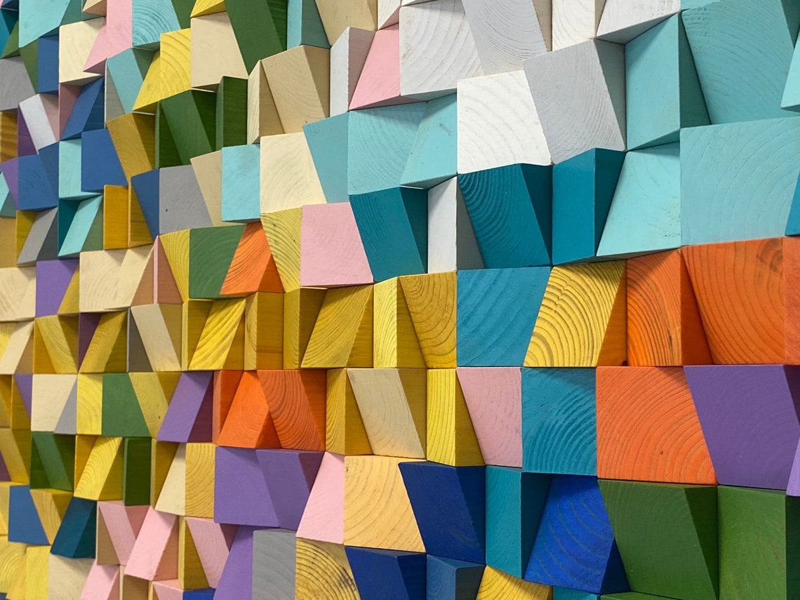 Wooden Wall Art Wood Block 3D Mosaic Wall Art Decor Wooden - Etsy