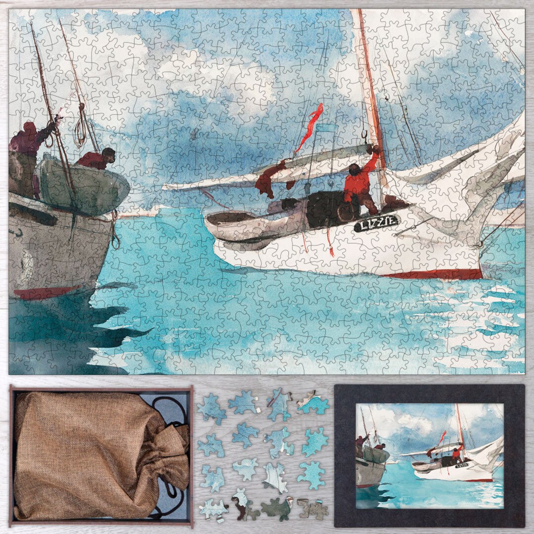 Fishing Boats, Key West Wooden Jigsaw Puzzle by Winslow Homer. Wooden ...