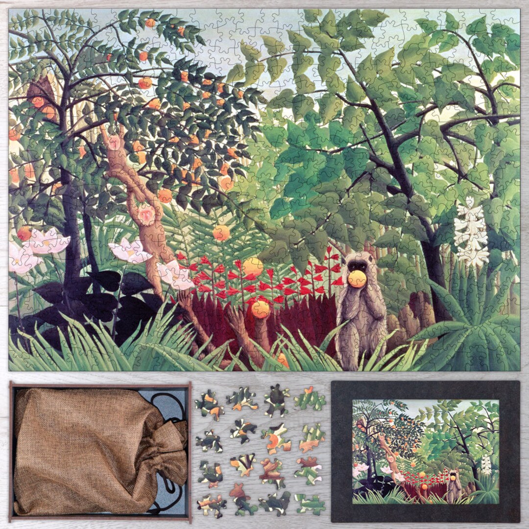 Exotic Landscape Wooden Jigsaw Puzzle by Henri Rousseau. Wooden Art ...