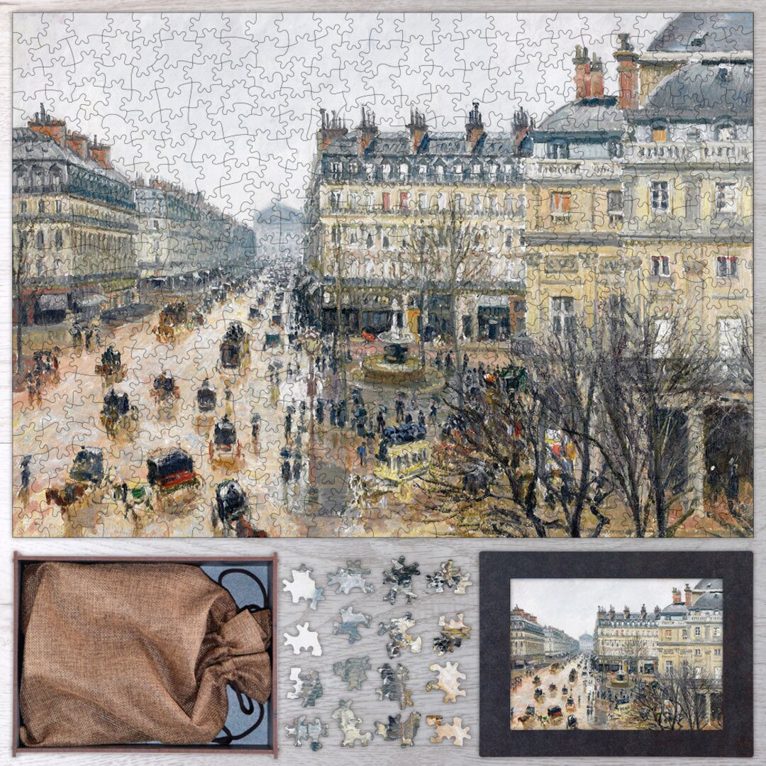 French Theater Square, Paris Wooden Jigsaw Puzzle by Camille Pissarro ...