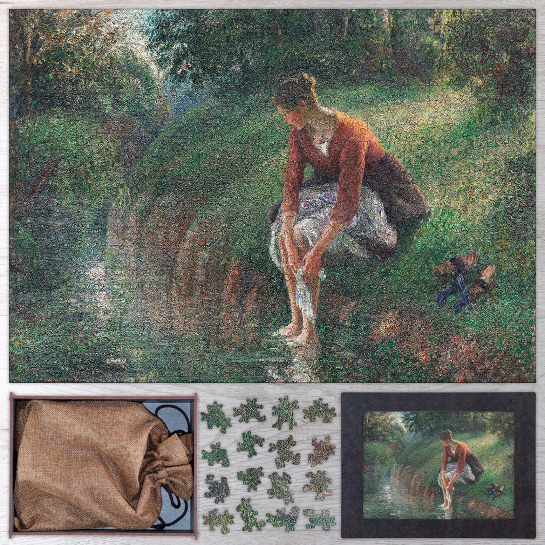 Woman Bathing Her Feet in a Brook Wooden Puzzle by Camille Pissarro ...