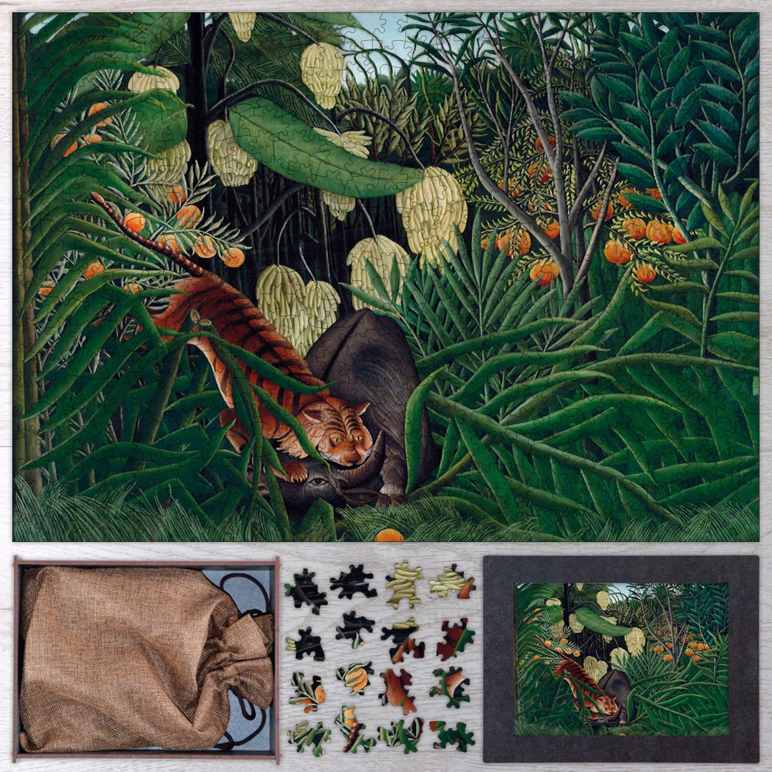 Fight Between a Tiger and a Buffalo Wooden Puzzle by Henri Rousseau ...