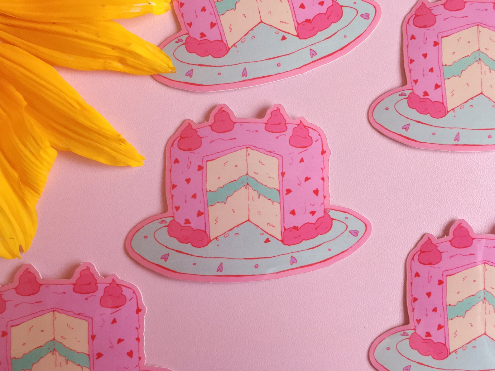 Pink Cake 3x2 Vinyl Sticker - Etsy