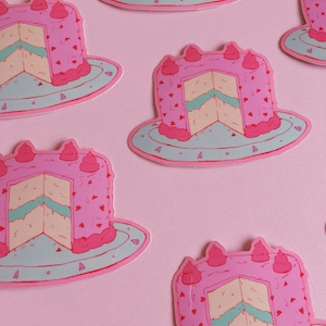 Pink Cake 3x2 Vinyl Sticker - Etsy