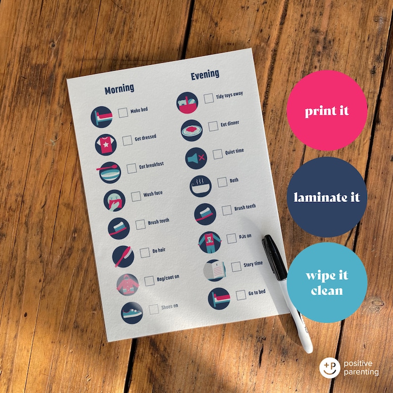 Positive Discipline Tool - Routine Chart for Kids / Morning & Evening ...