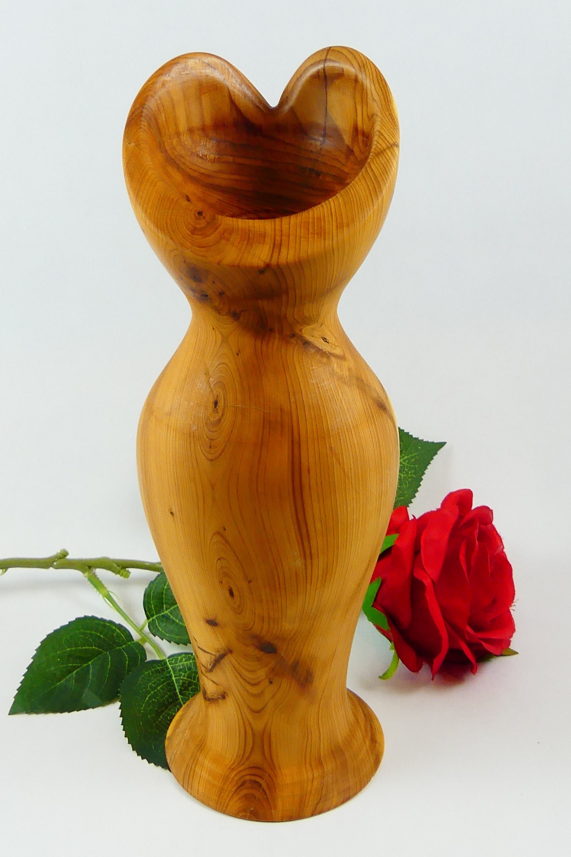 YEW WOOD Sculptured Female Figurine Shaped Candle Stick Holder Wood ...