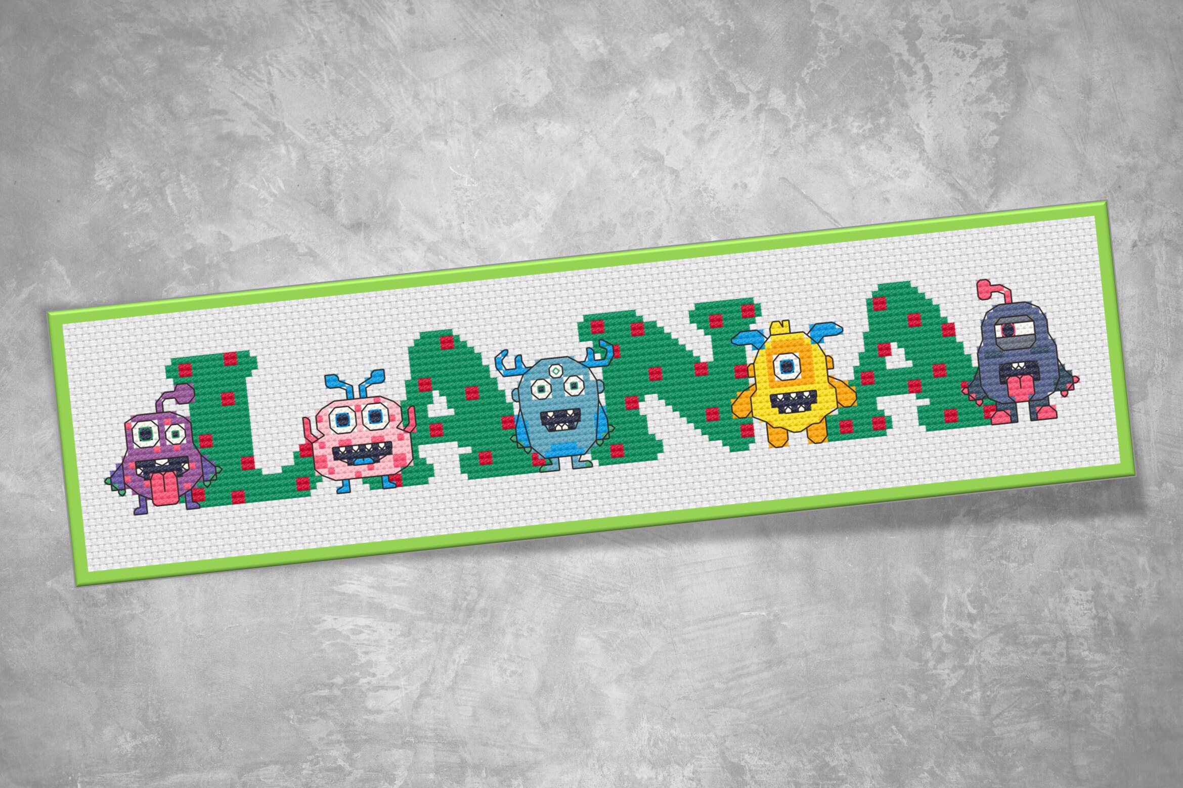 Monster Name Sampler Cross Stitch Chart / Personalised / Digital PDF ...