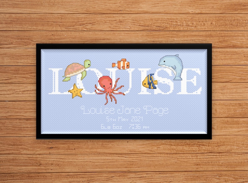 Underwater Name Sampler Cross Stitch Chart / Personalised / Digital PDF ...