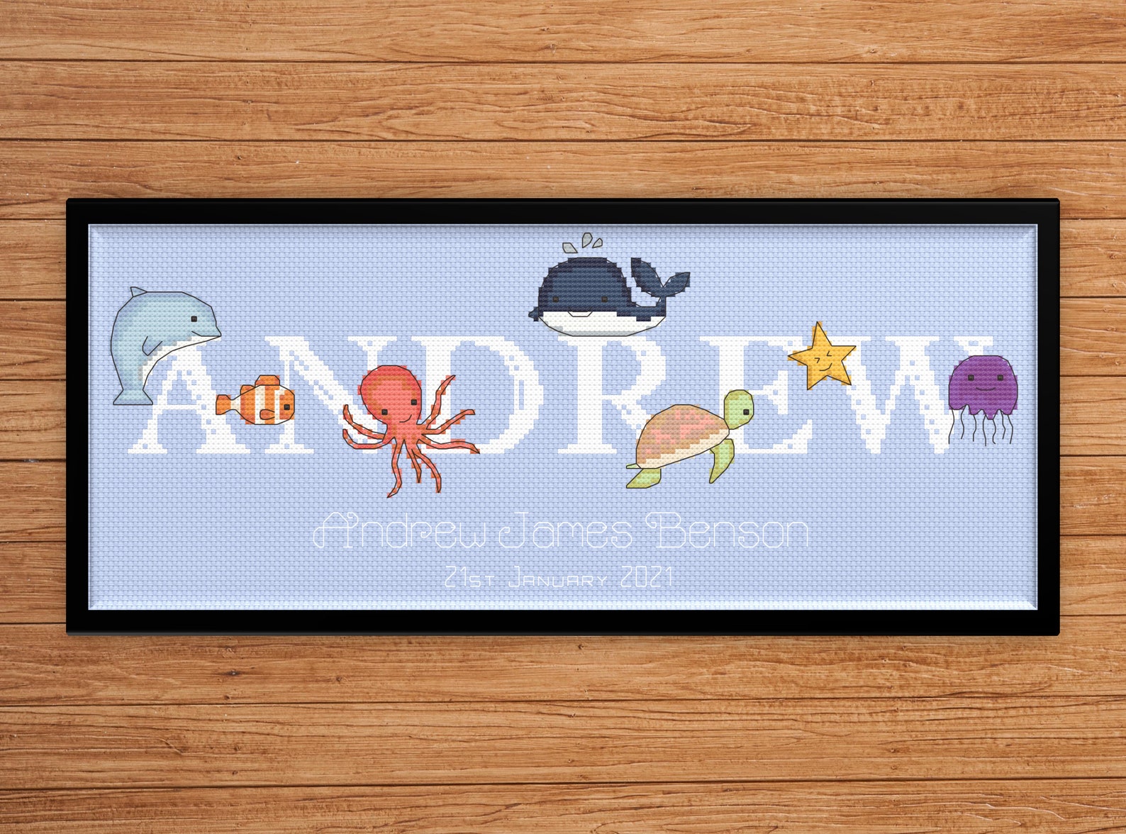 Underwater Name Sampler Cross Stitch Chart / Personalised / Digital PDF ...