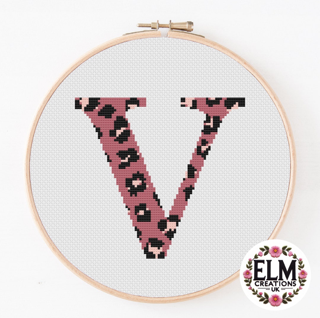 Leopard Print Letter V Cross Stitch Pattern - Instant Download - PDF ...