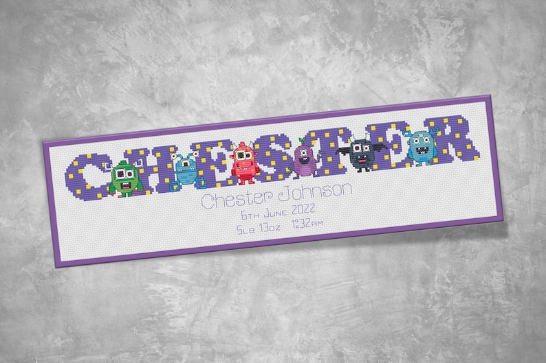 Monster Name Sampler Cross Stitch Chart / Personalised / Digital PDF ...
