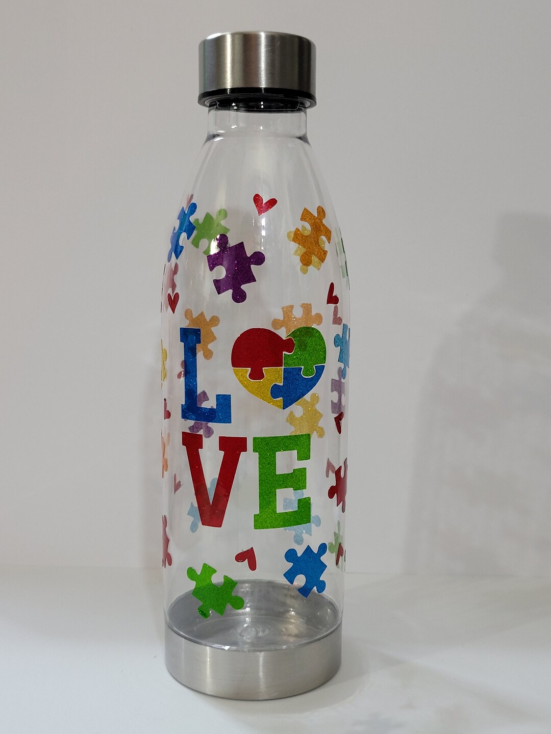 Autism Water Bottle LOVE Slim 22oz Design pls Read Description - Etsy