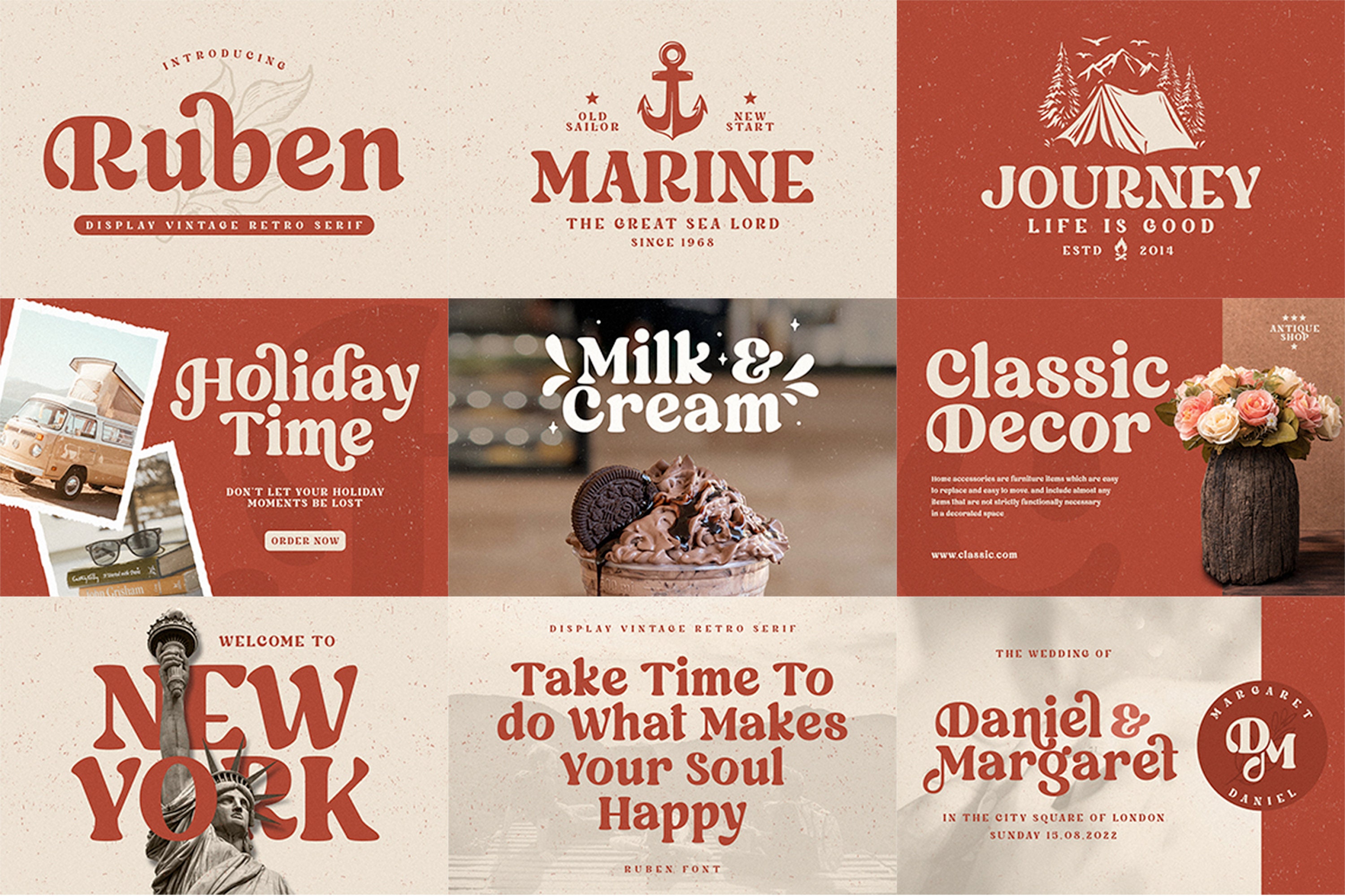 Vintage Retro Fonts Bundle 20 in 1 - Vintage Fonts, Retro Fonts, Sign ...