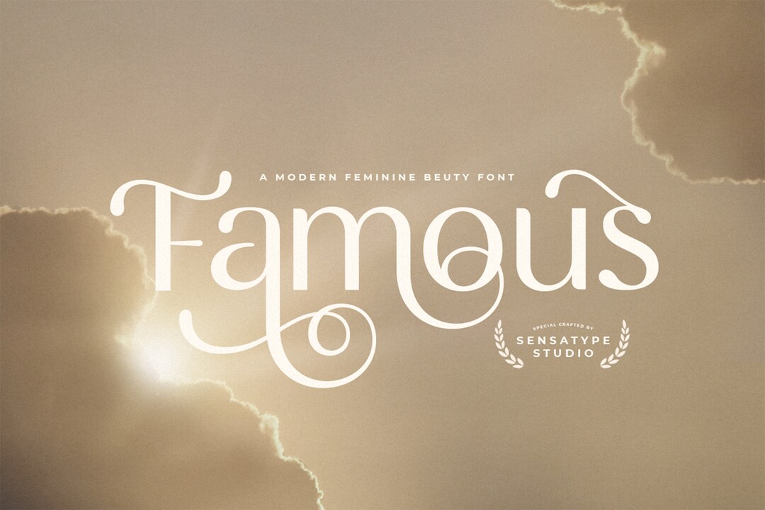 Famous Font: Modern Feminine Sans Serif, Retro Ligatures - Etsy