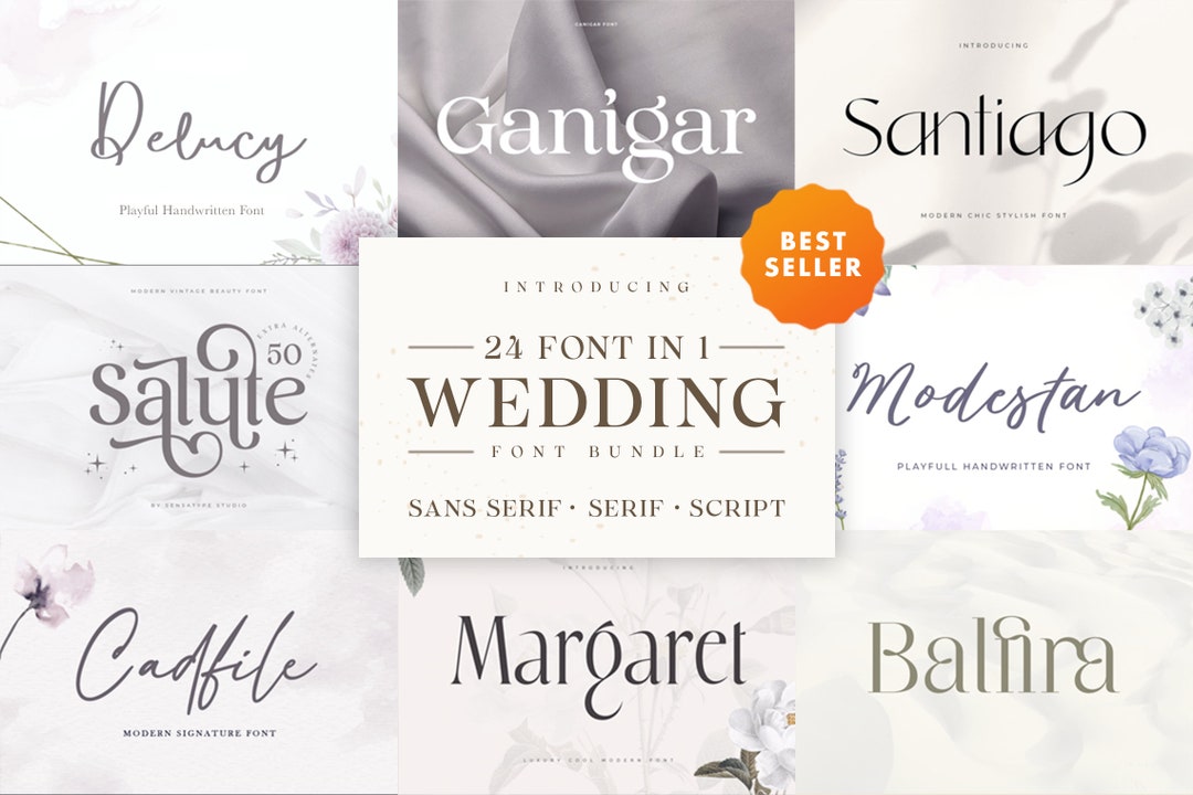 Wedding Font Bundle: 24 Elegant Calligraphy & Script Fonts - Etsy