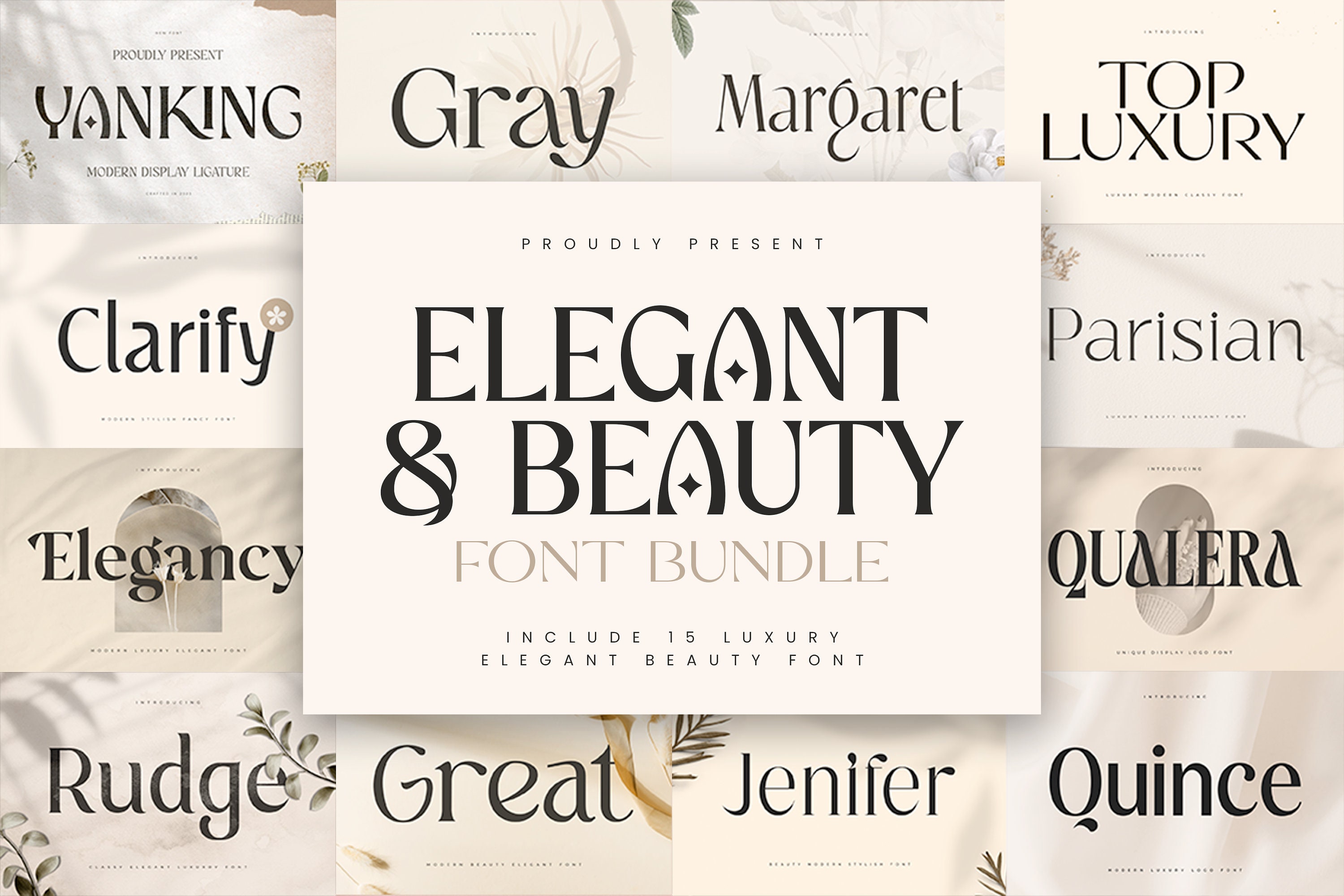 15 in 1 Luxury Elegant Beauty Font Bundle - Font Bundle, Elegant Font ...