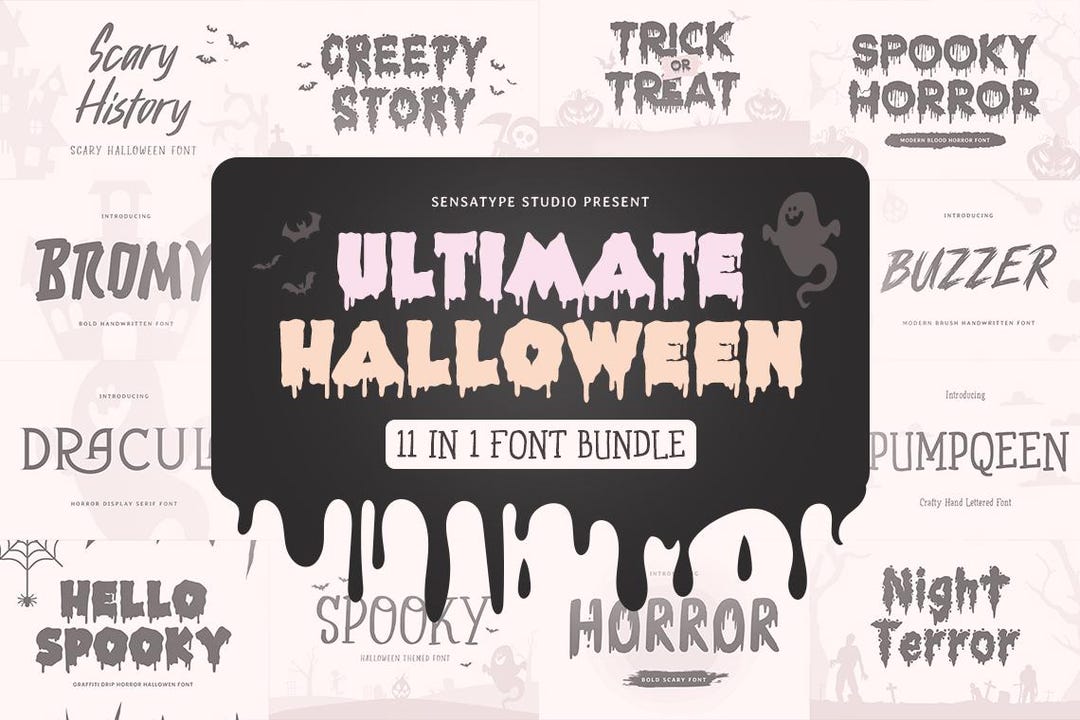 Ultimate Halloween Font Bundle 11 in 1 | Spooky Brush Script & Playful ...