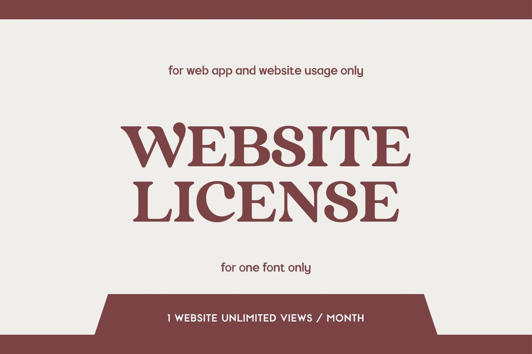 WEBSITE LICENSE for ONE Font - Use for Website or Web App - Etsy