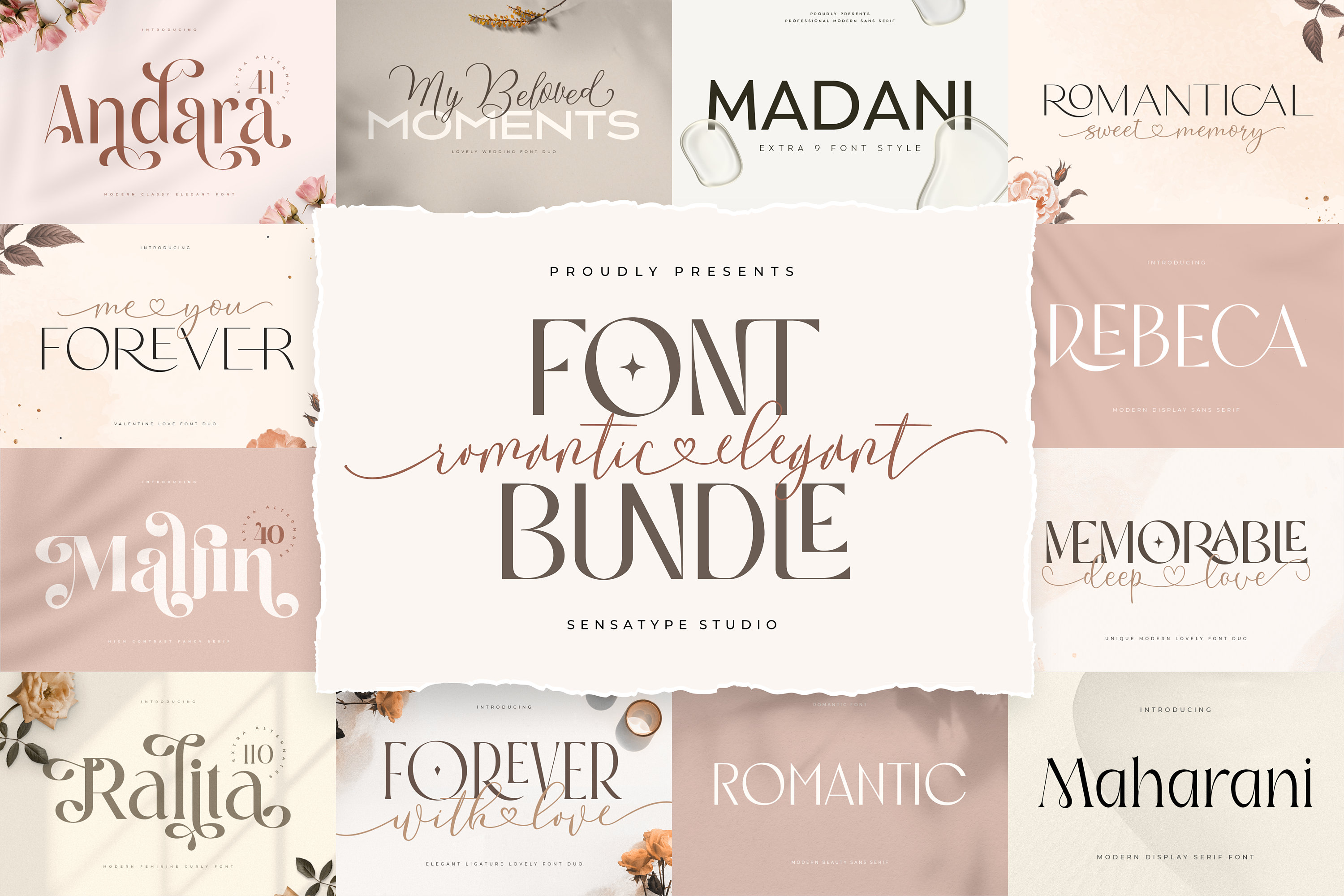 Romantic Font Bundle: Elegant Script, Cursive & Heart Fonts - Etsy