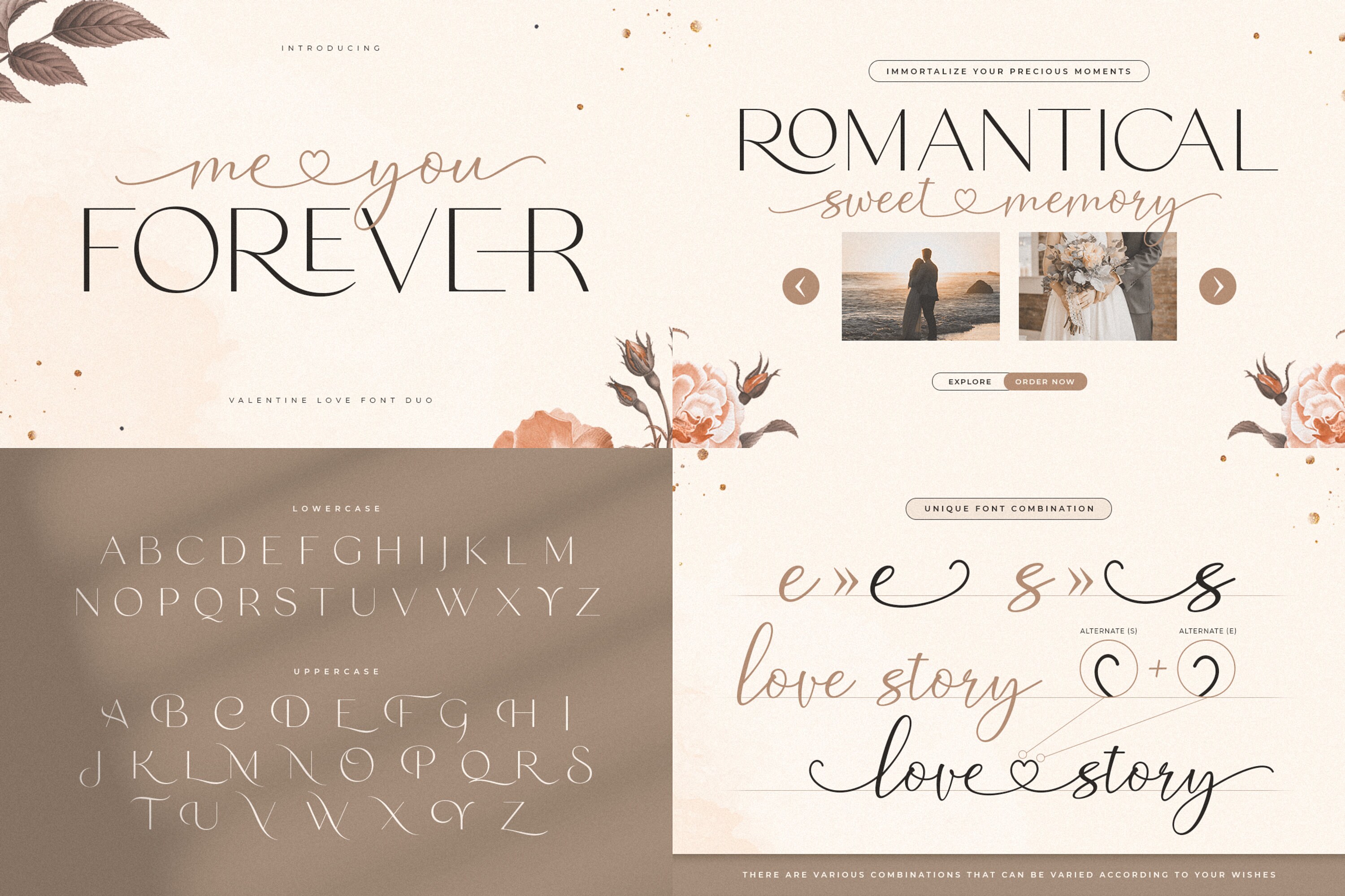 Romantic Font Bundle: Elegant Script, Cursive & Heart Fonts - Etsy