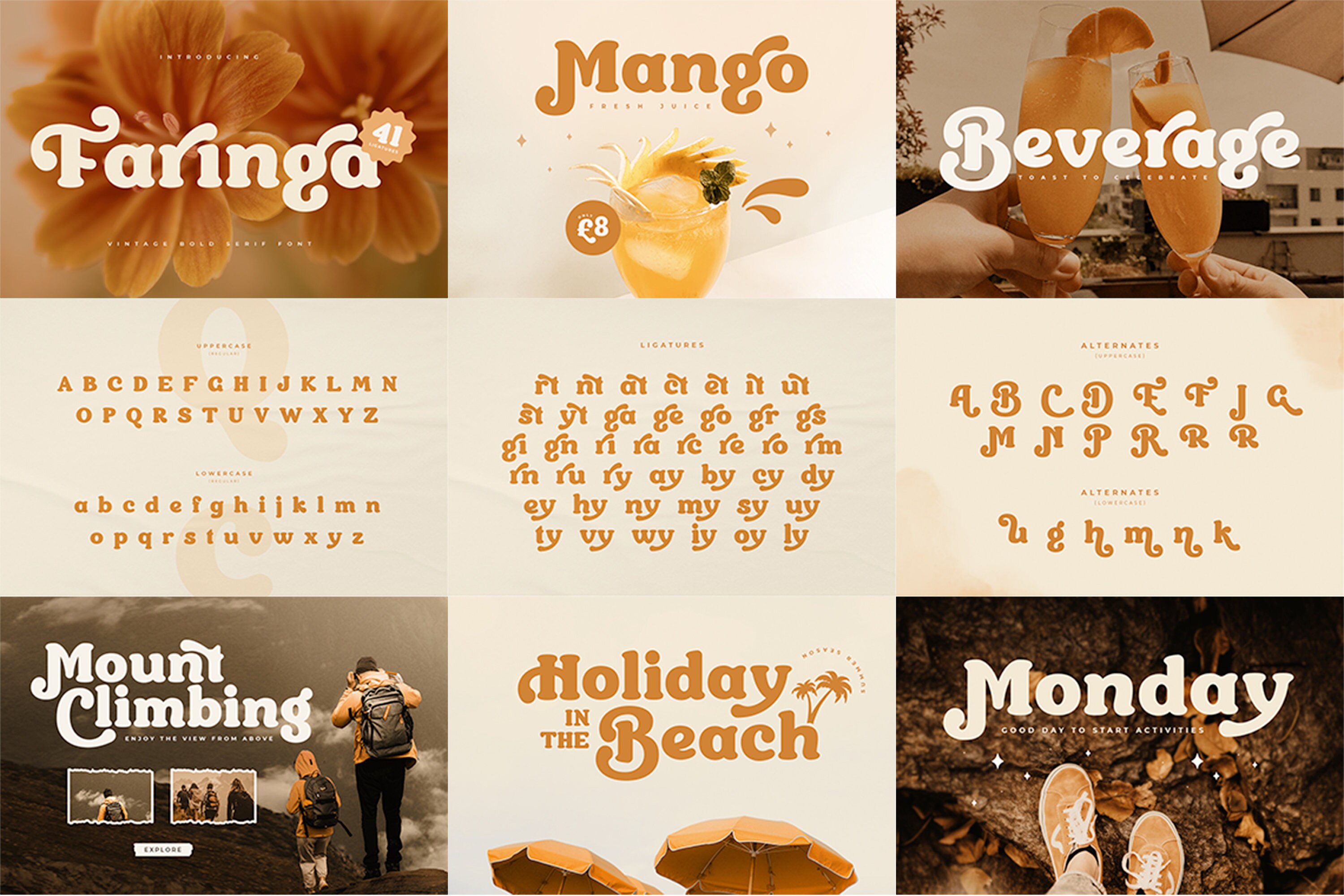 Vintage Retro Fonts Bundle 20 in 1 - Vintage Fonts, Retro Fonts, Sign ...