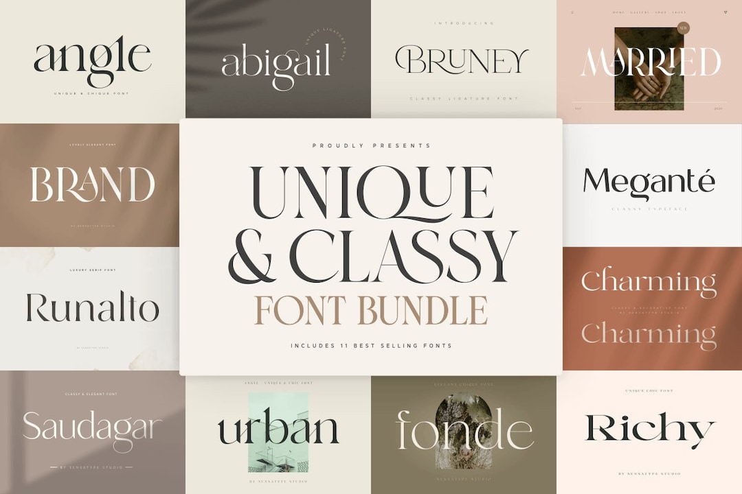 Elegant Font Bundle: Classy Modern Fonts for Logo Design - Etsy