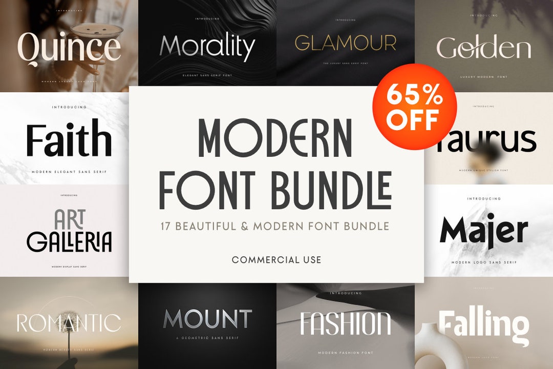 Modern Font Bundle: 17 Unique Commercial Fonts - Etsy