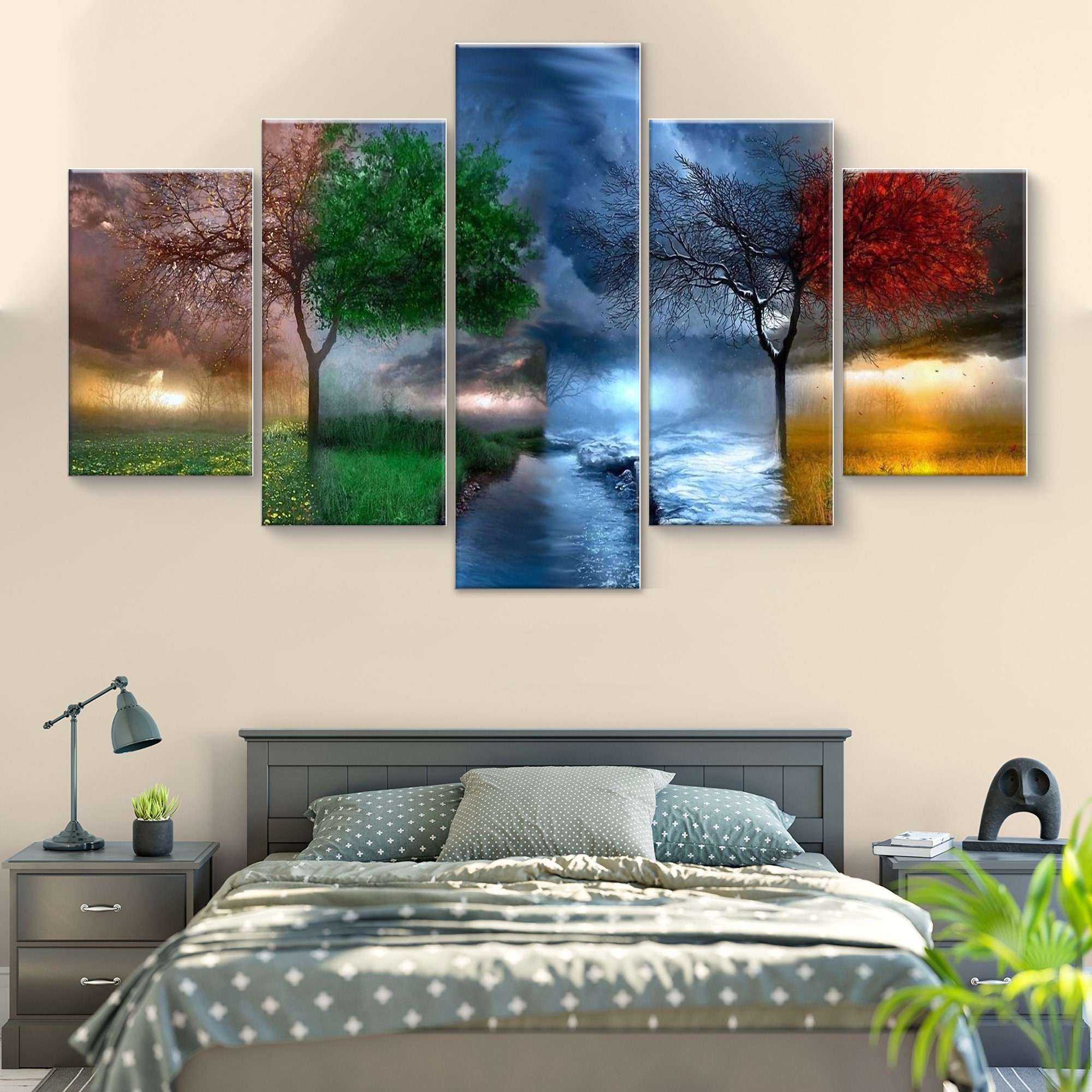 Four Seasons Nature Painting Abstract 5 Pieces Canvas Wall - Etsy