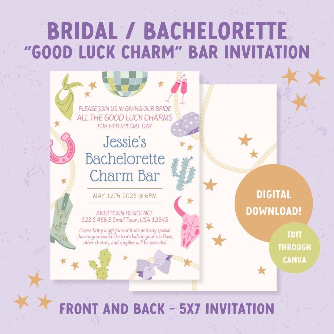 Bachelorette Party Invitation | Good Luck Charm Bar Invite | Digital ...