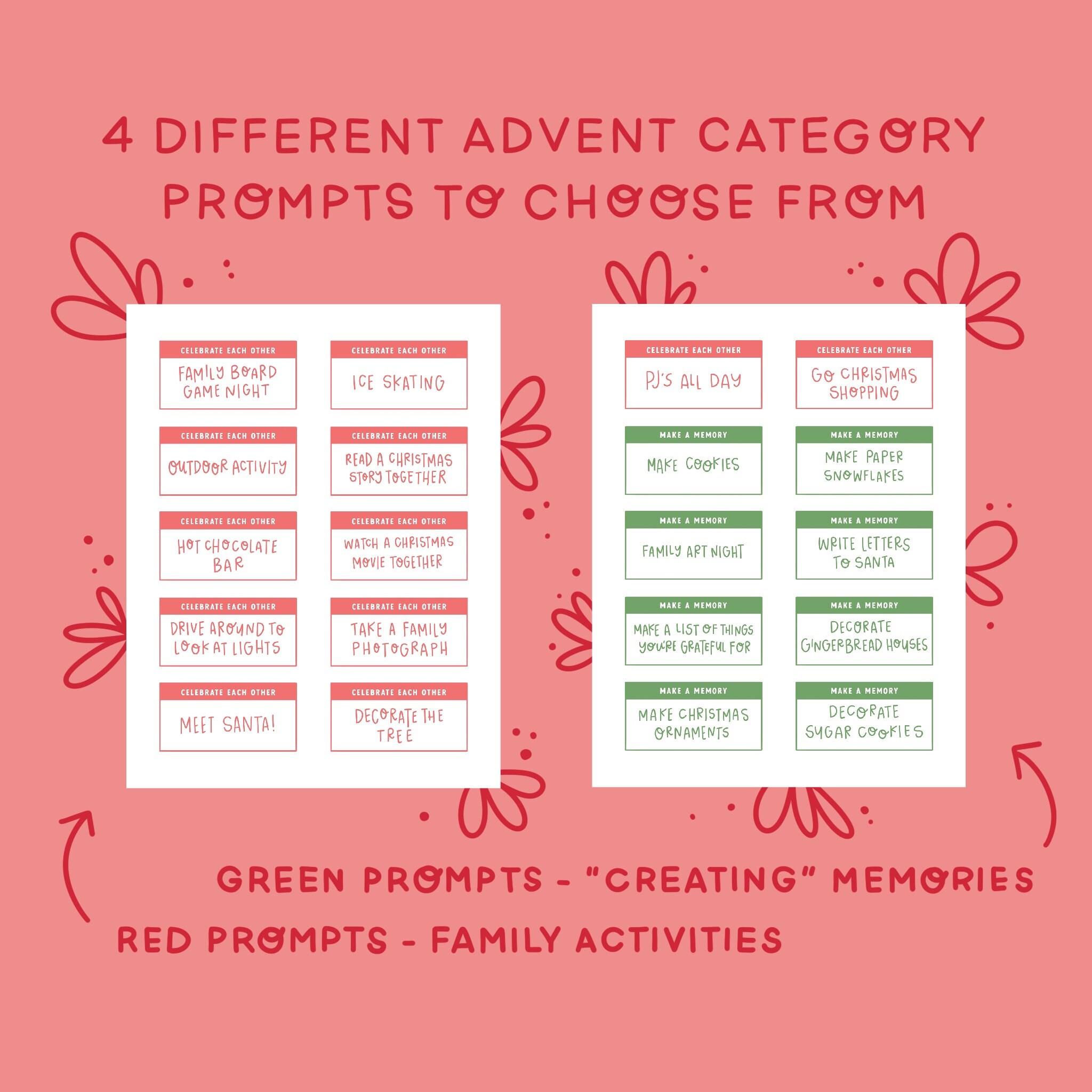 Christmas Advent Calendar Cards | Christmas Countdown | Advent Prompts ...