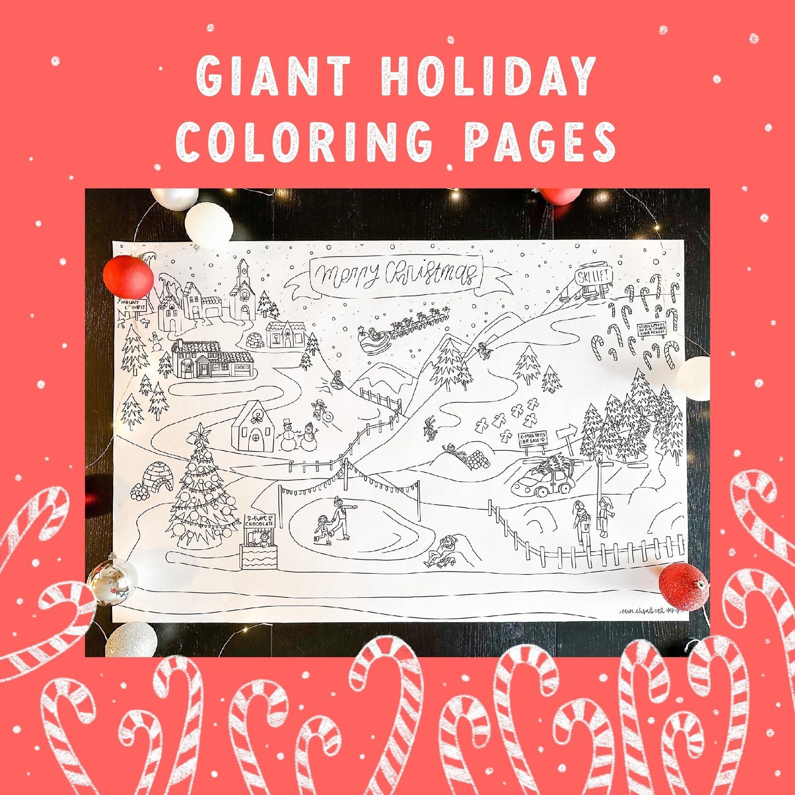 GIANT Printable Holiday Coloring Page | Coloring Poster | Christmas ...