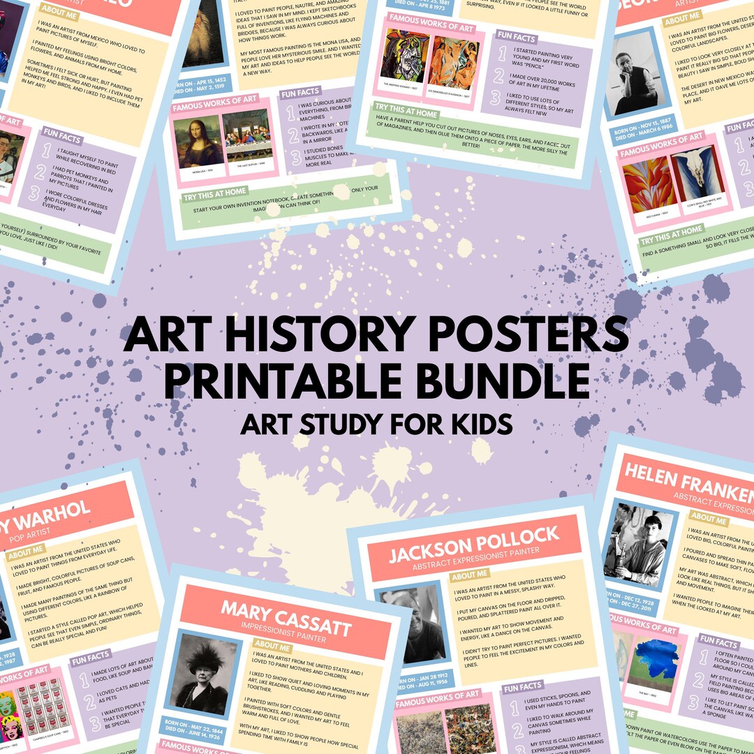 Art History Activities for Kids | 31-page Homeschool Printable Bundle ...