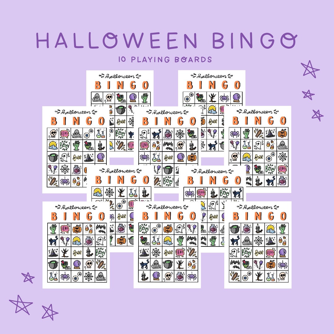 Printable Halloween Bingo - 10 Unique Game Boards - Digital Download - Etsy