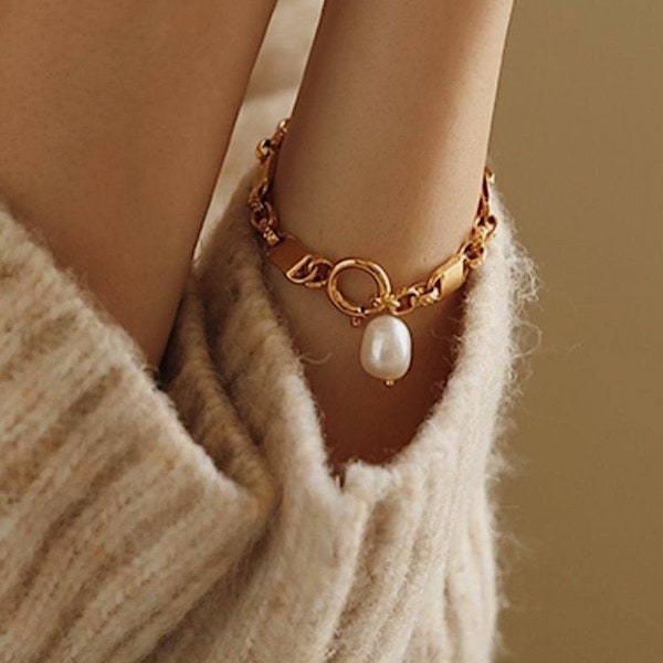 Pearl Chain Bracelet - Etsy