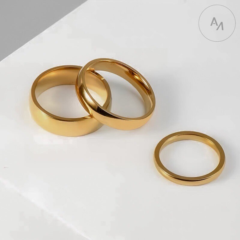 18K Gold Band Stacker Ring Simple Band Ring Minimal Stacking | Etsy