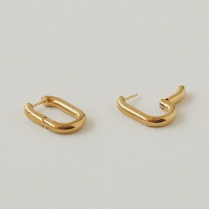 18K Gold Rectangle Hoops Geometric Hoops Chunky Hoop - Etsy