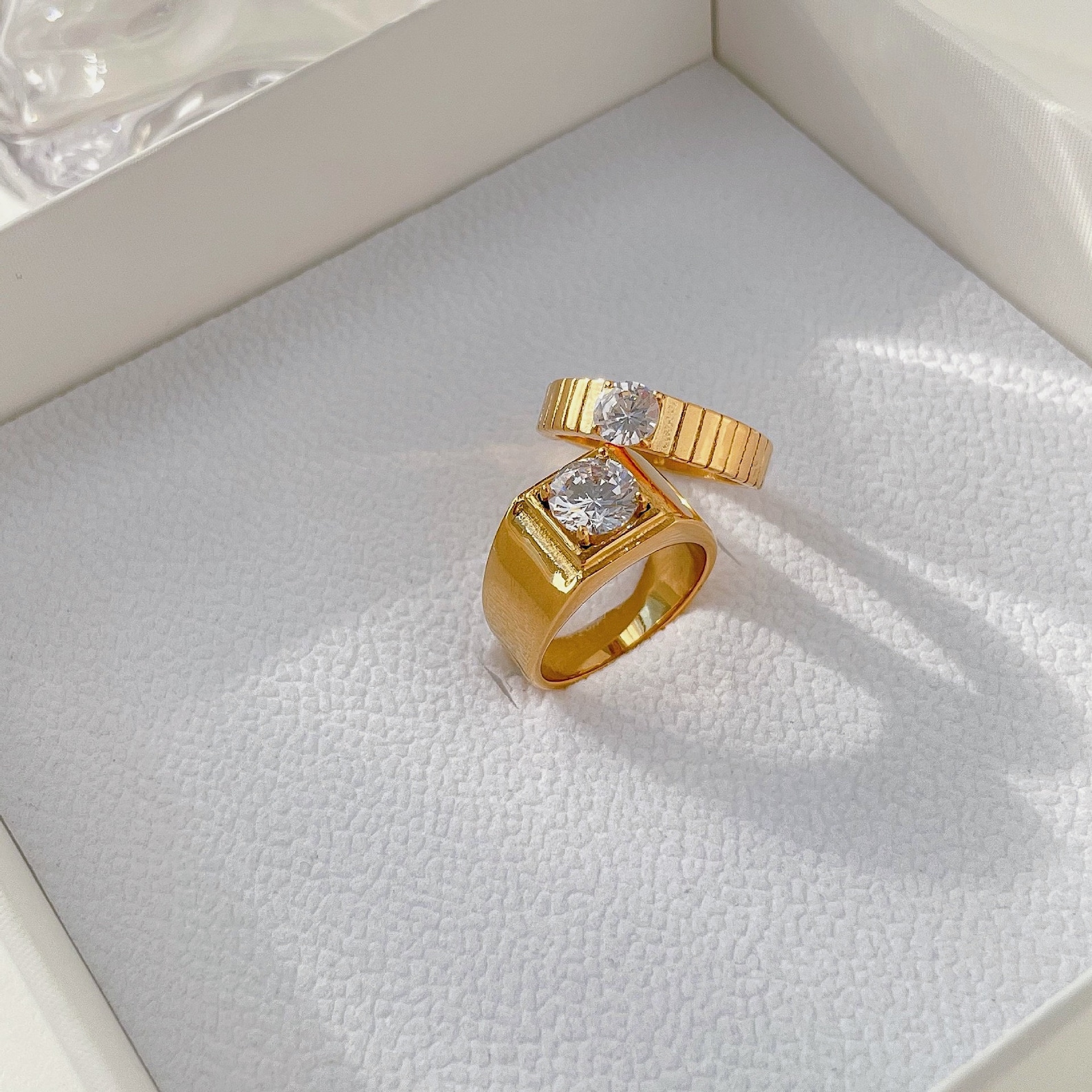 Chunky CZ Ring Gold Signet Ring Diamond Signet Ring - Etsy