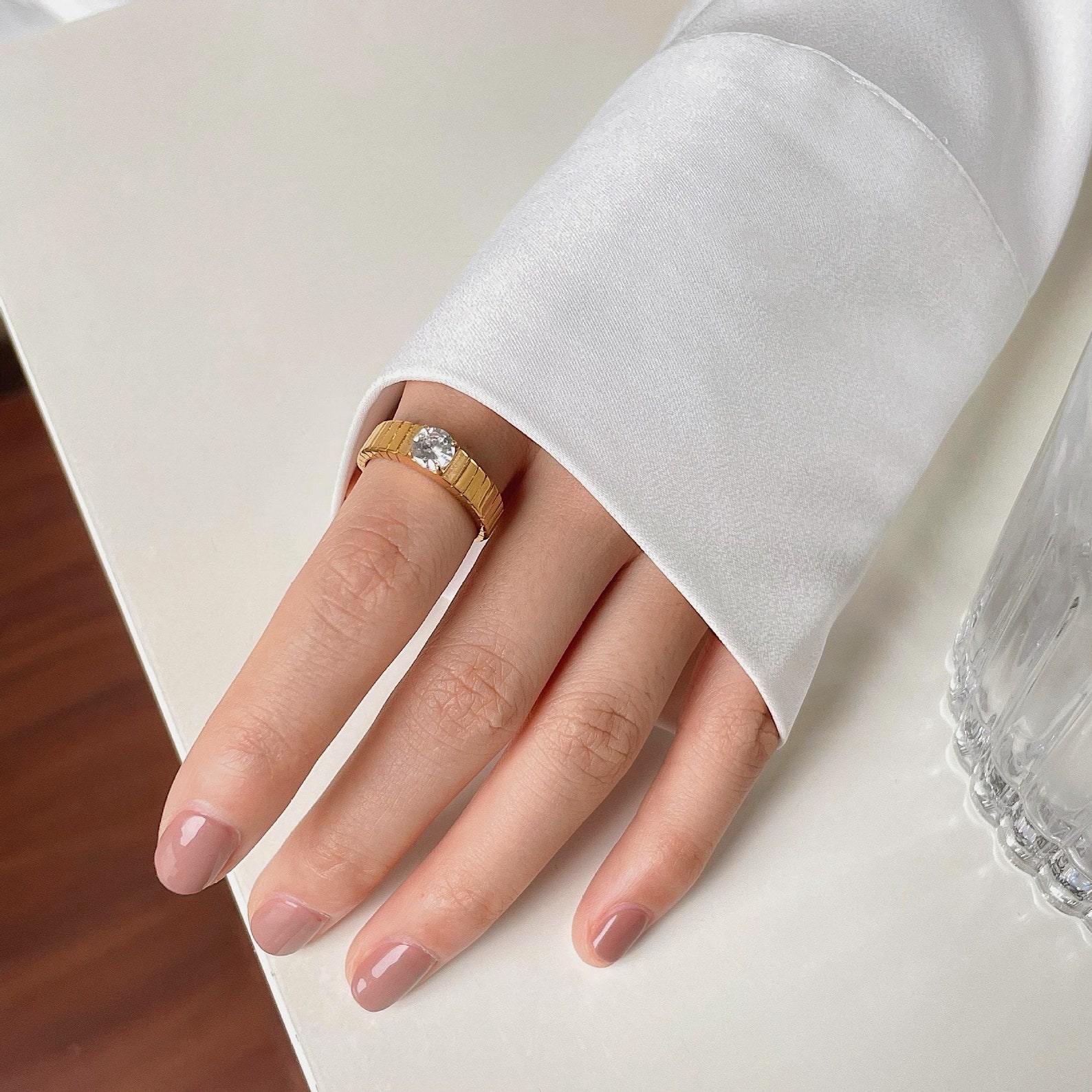 Chunky CZ Ring Gold Signet Ring Diamond Signet Ring - Etsy