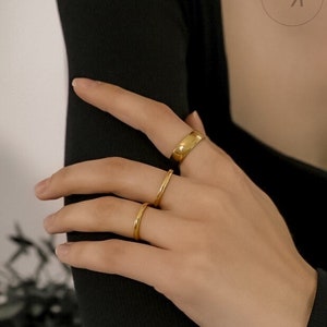 18K Gold Band Stacker Ring, Simple Band Ring, Minimal Stacking Ring ...