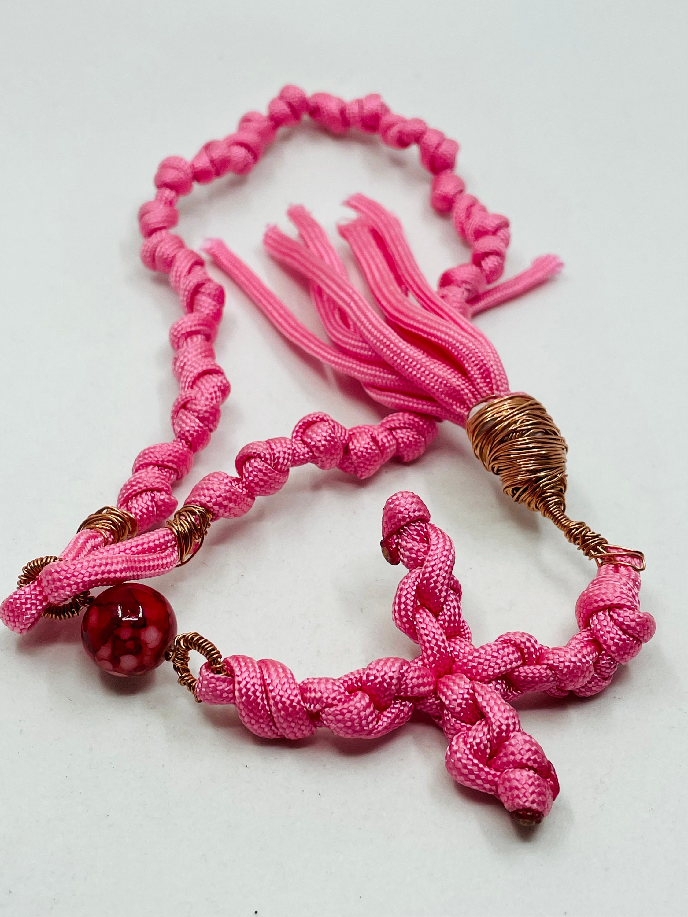 Pink Orthodox Paracord 33-knot Prayer Rope Glass Bead Chotki Komboskini ...