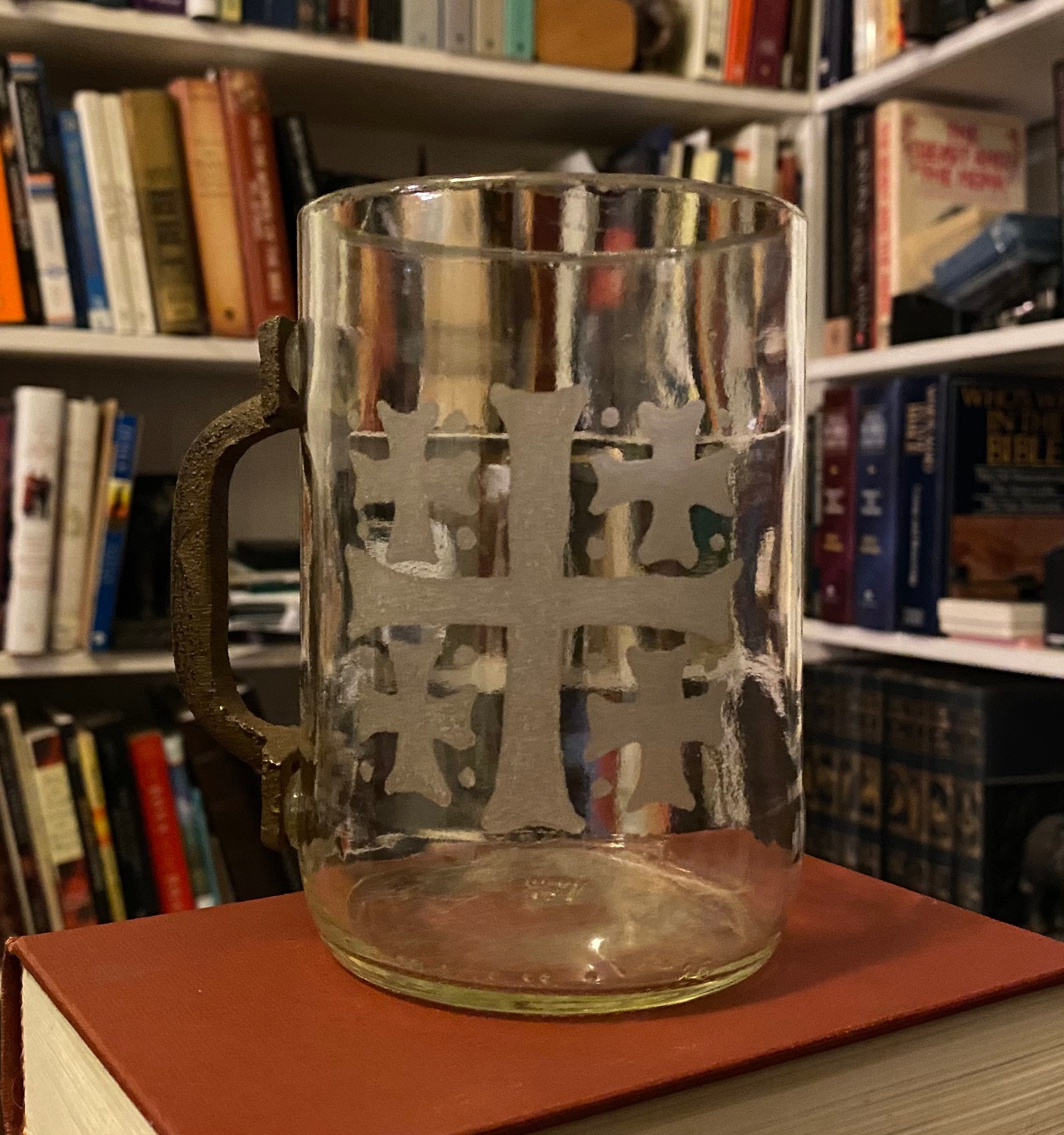 Jerusalem Cross Beer Mug Rocks Whiskey Tumbler Barware Glassware ...