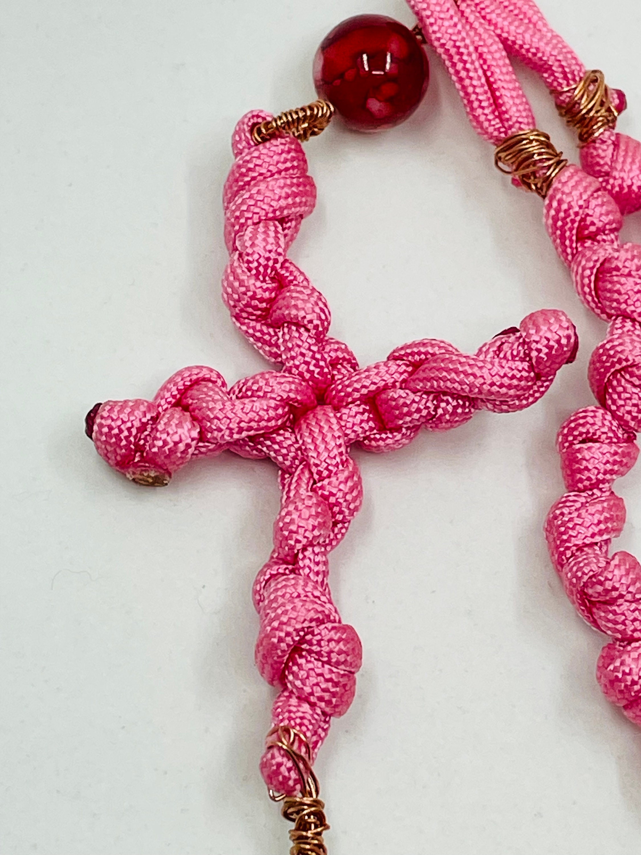 Pink Orthodox Paracord 33-knot Prayer Rope Glass Bead Chotki Komboskini ...